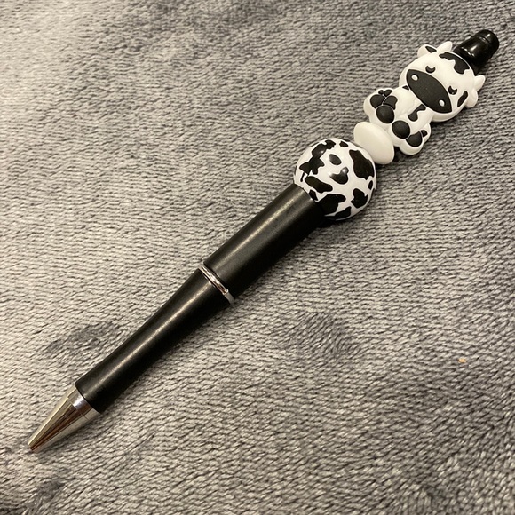 Office | Blackwhite Print Baby Cow Calf Beaded Pen Writing Stationary ...